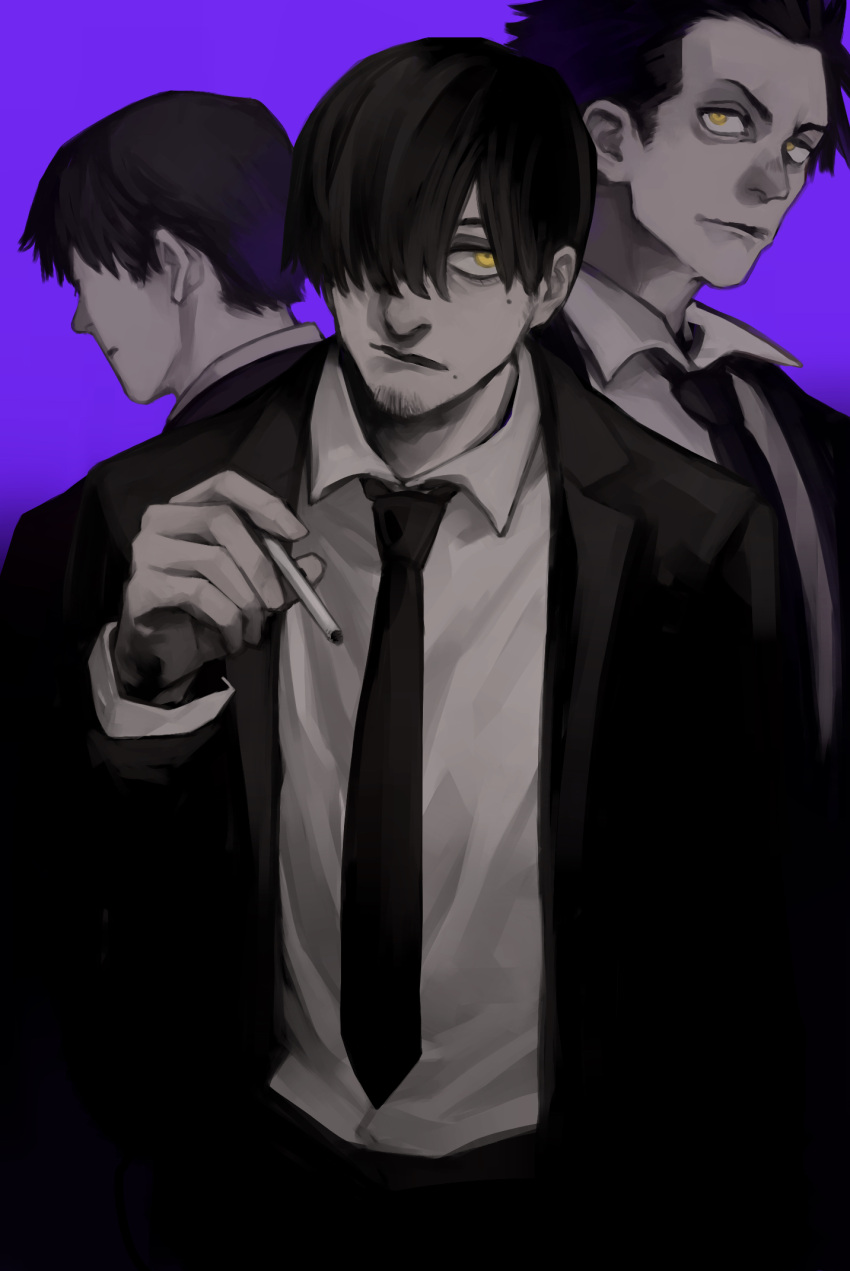 Safebooru - 3boys aldo (chainsaw man) bangs beard black hair black ...