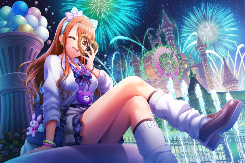 Safebooru - blush brown eyes brown hair d4dj dress long hair seto rika smile wink | 4187360