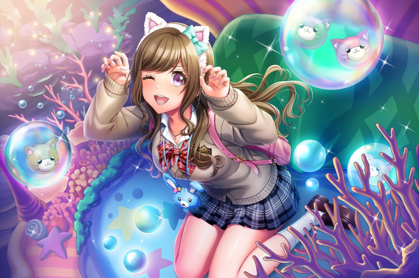 Safebooru - blush brown hair d4dj dress long hair mizushima marika smile violet eyes wink | 4188533