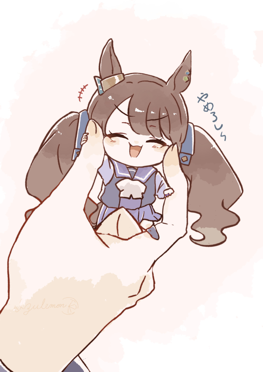 Safebooru - +++ 1girl absurdres animal ears artist name bangs blue ribbon blush stickers brown ...