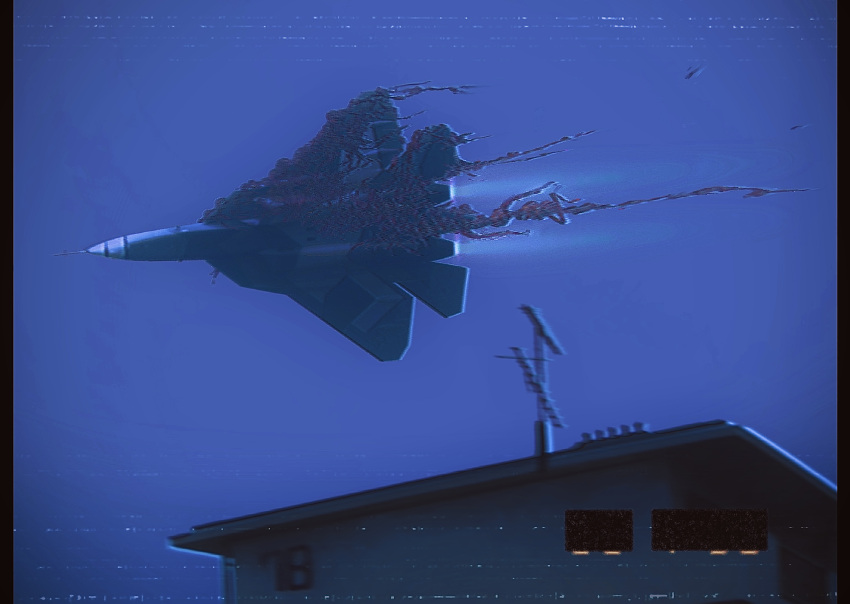 Safebooru - absurdres aircraft airplane blue sky blue theme building ...