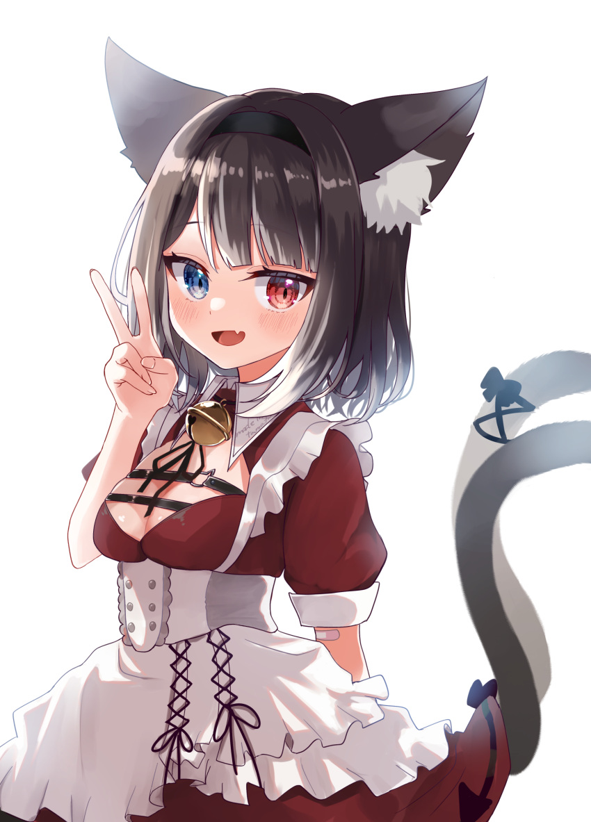 Safebooru - 1girl :d animal ears bell black hair blue eyes breasts cat ears cat girl cat tail ...