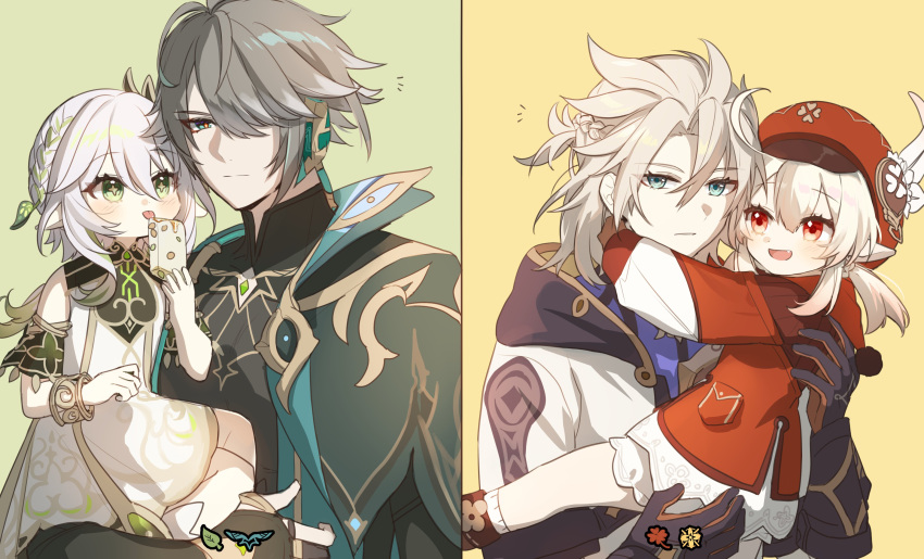 Safebooru - 2boys 2girls absurdres albedo (genshin impact) alhaitham (genshin impact) aqua eyes ...