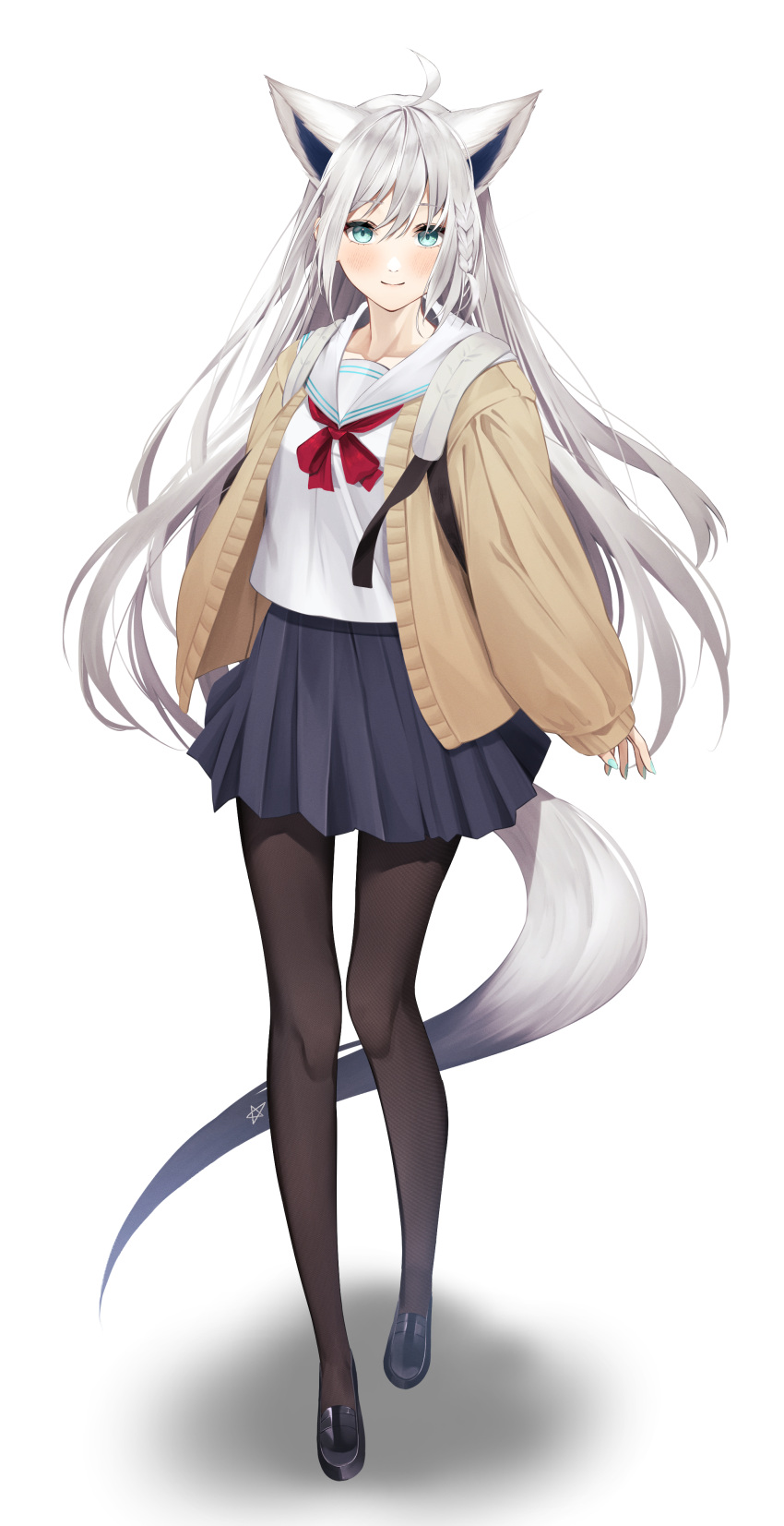 Safebooru - 1girl absurdres ahoge animal ear fluff animal ears backpack bag bangs black ...