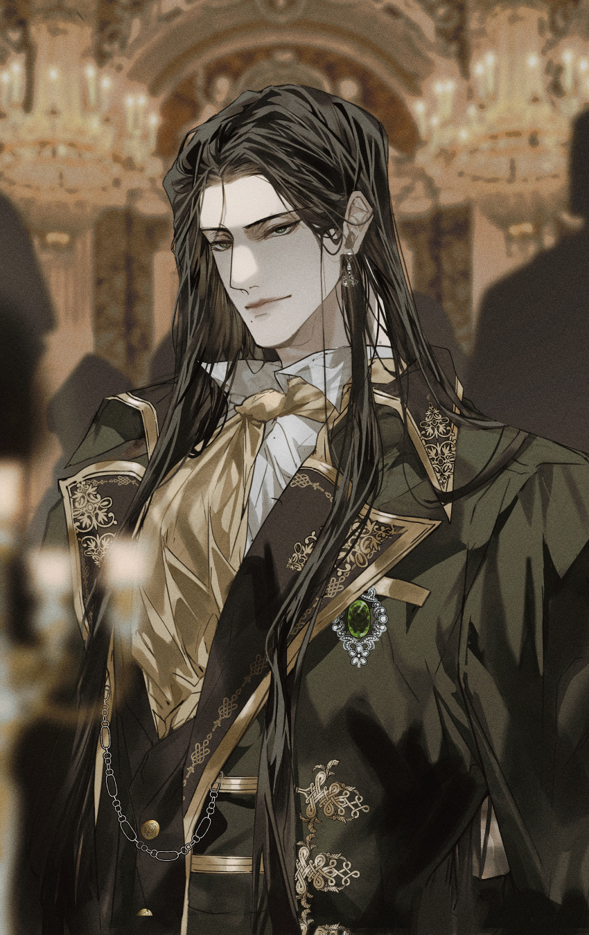 Safebooru - 1boy absurdres black coat black eyes black hair black vest buttons closed mouth coat ...