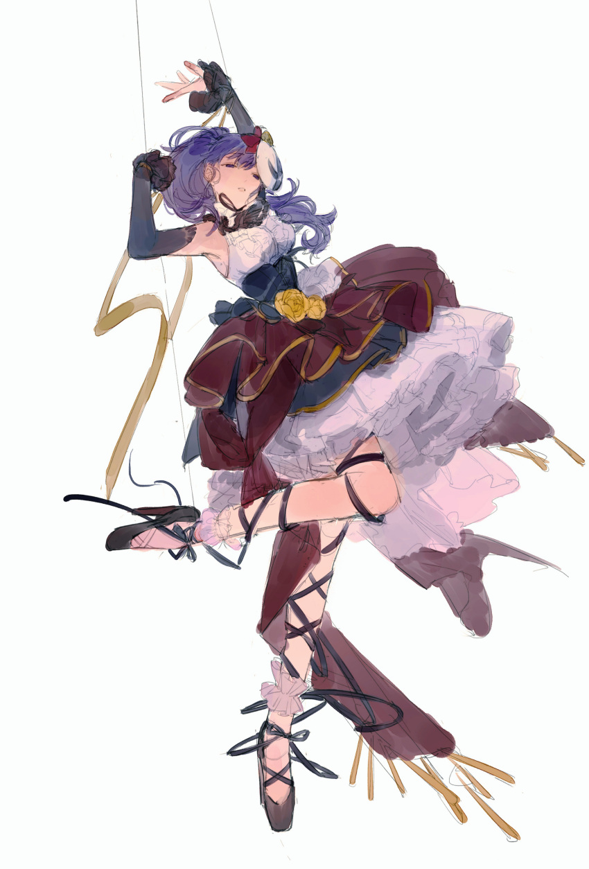 Safebooru - 1girl absurdres arms up asahina mafuyu black footwear black ribbon black sleeves ...