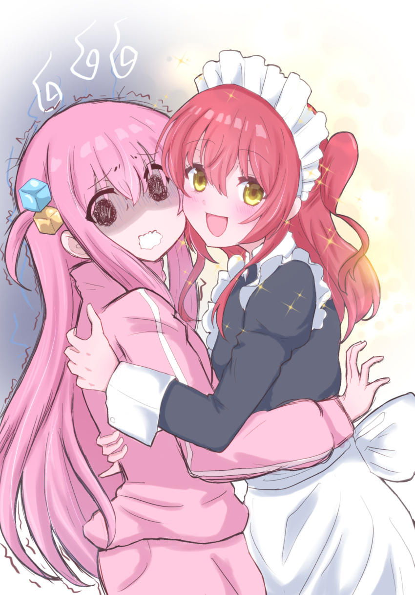 Safebooru - 2girls apron black dress blush bocchi the rock! cube hair ...