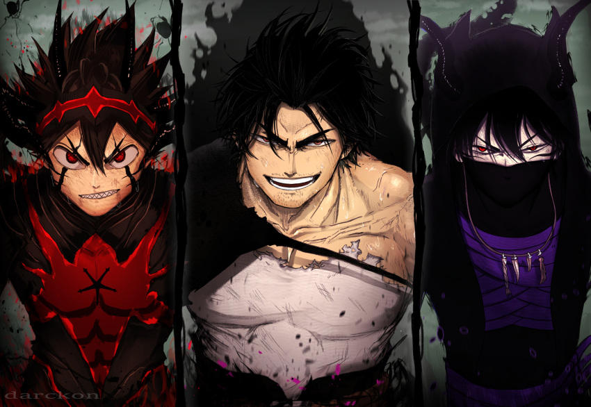 Safebooru - 3boys armor asta (black clover) black armor black capelet black clover black hair ...