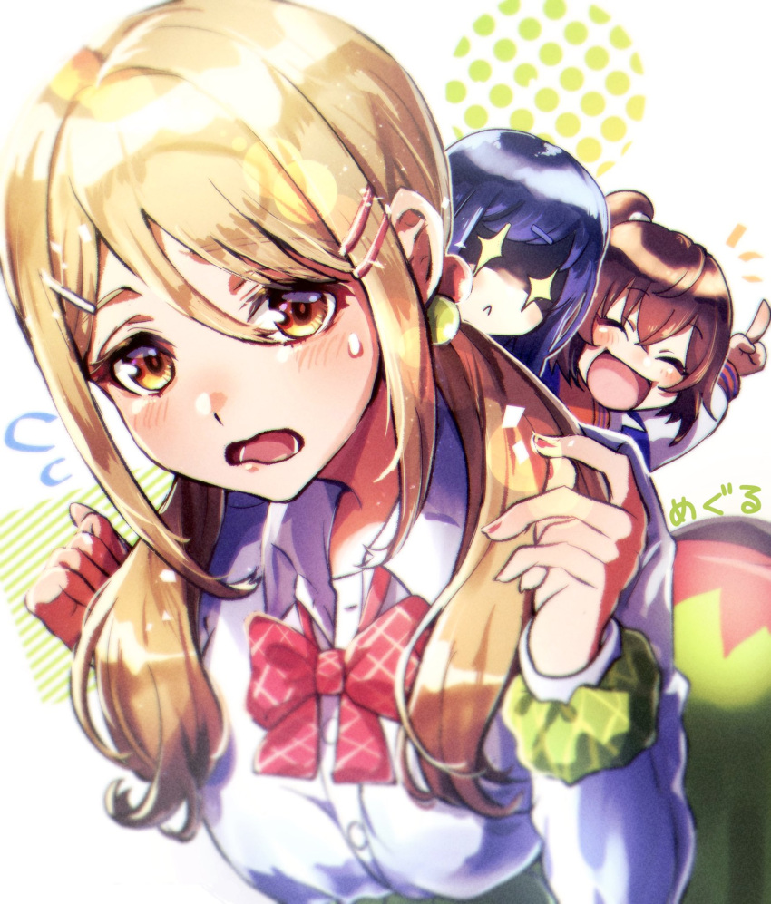 Safebooru - 3girls amegnco3 bangs blonde hair chibi denonbu flying ...