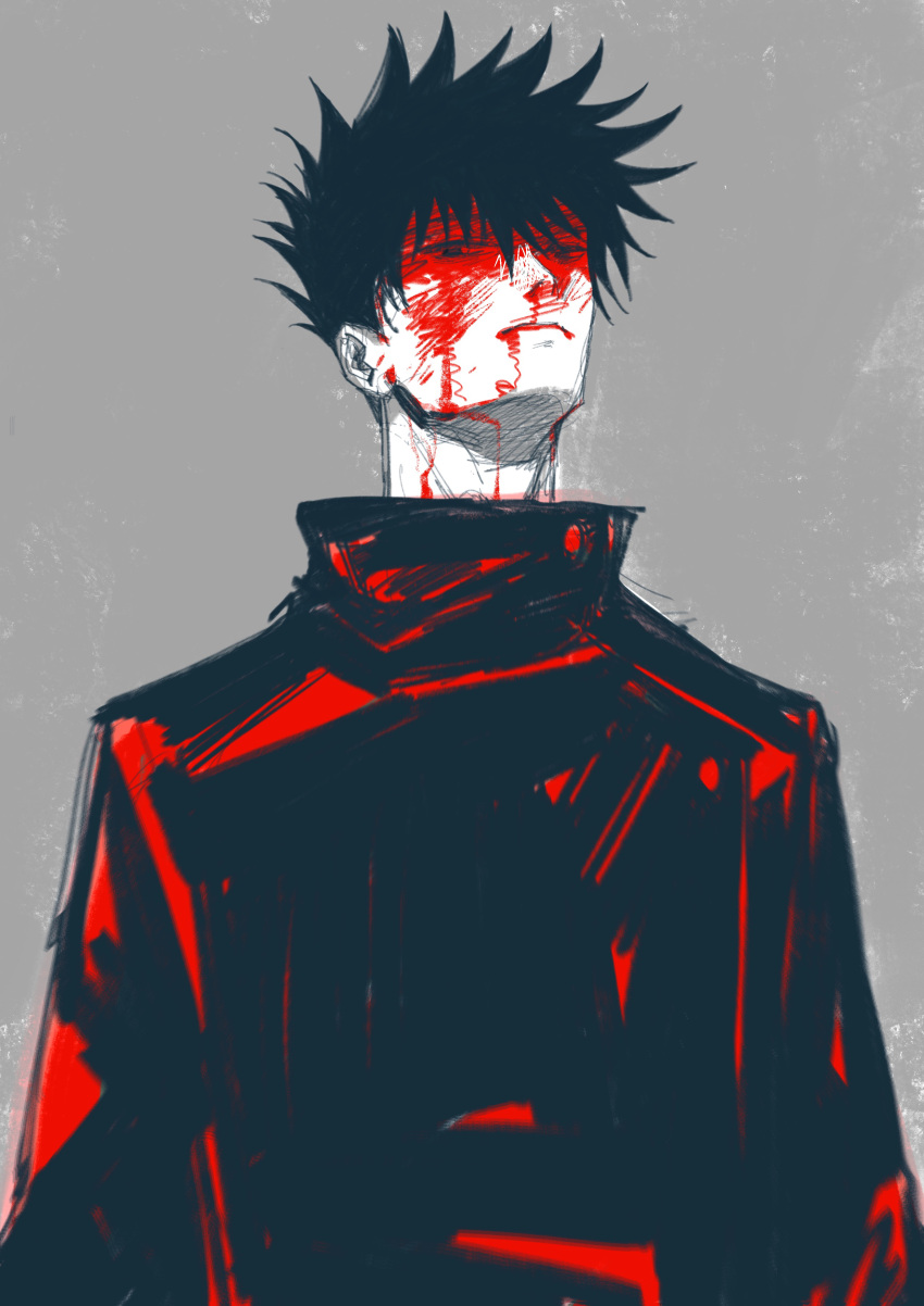Safebooru - 1boy absurdres black eyes black hair blood blood on face ...