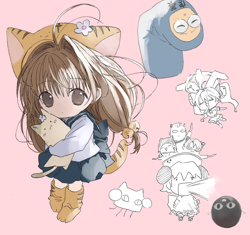 Safebooru - animal animal hat bangs brown eyes brown hair cat cat hat ...