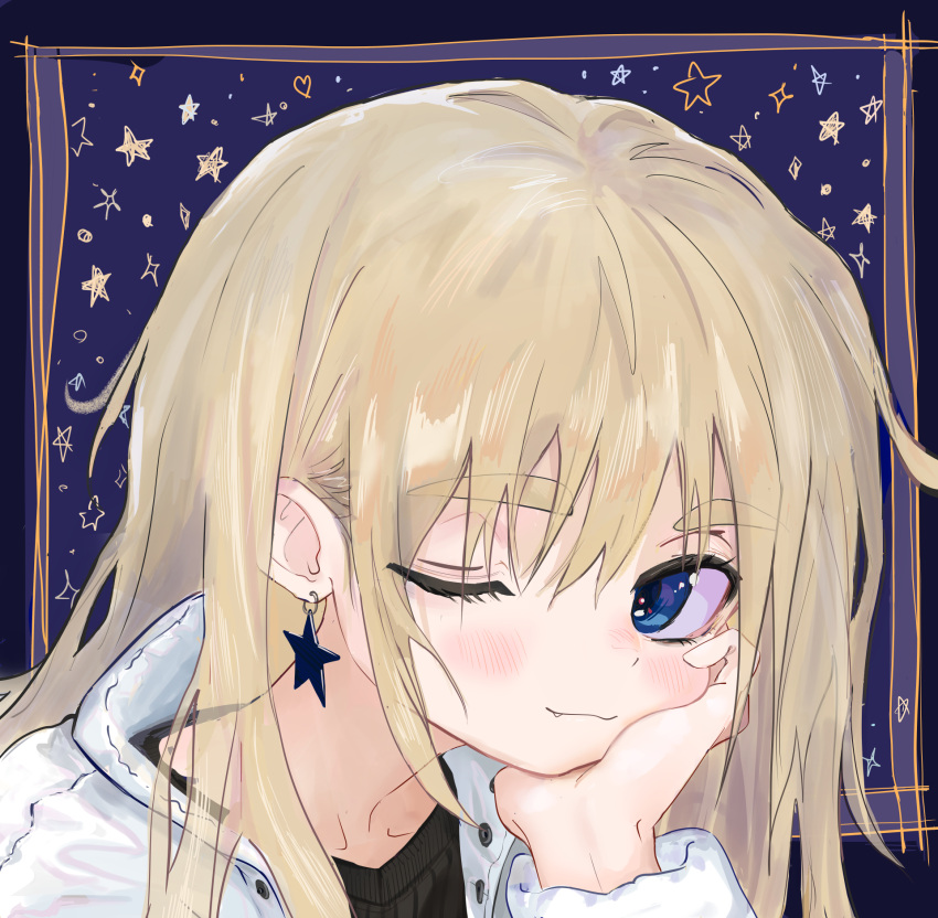 Safebooru - 1girl black sweater blonde hair blue eyes blush bpqd close ...