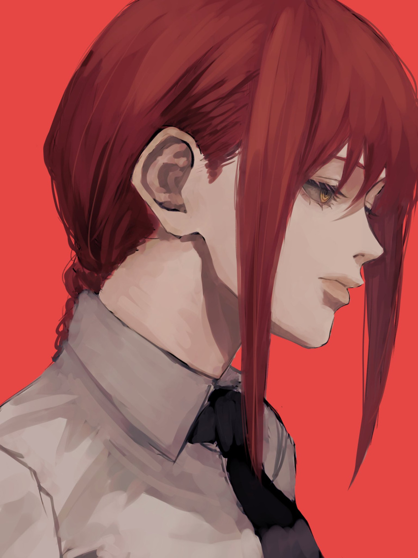 Safebooru - 1girl bangs black necktie bonjindaaa braid braided ponytail chainsaw man collared ...