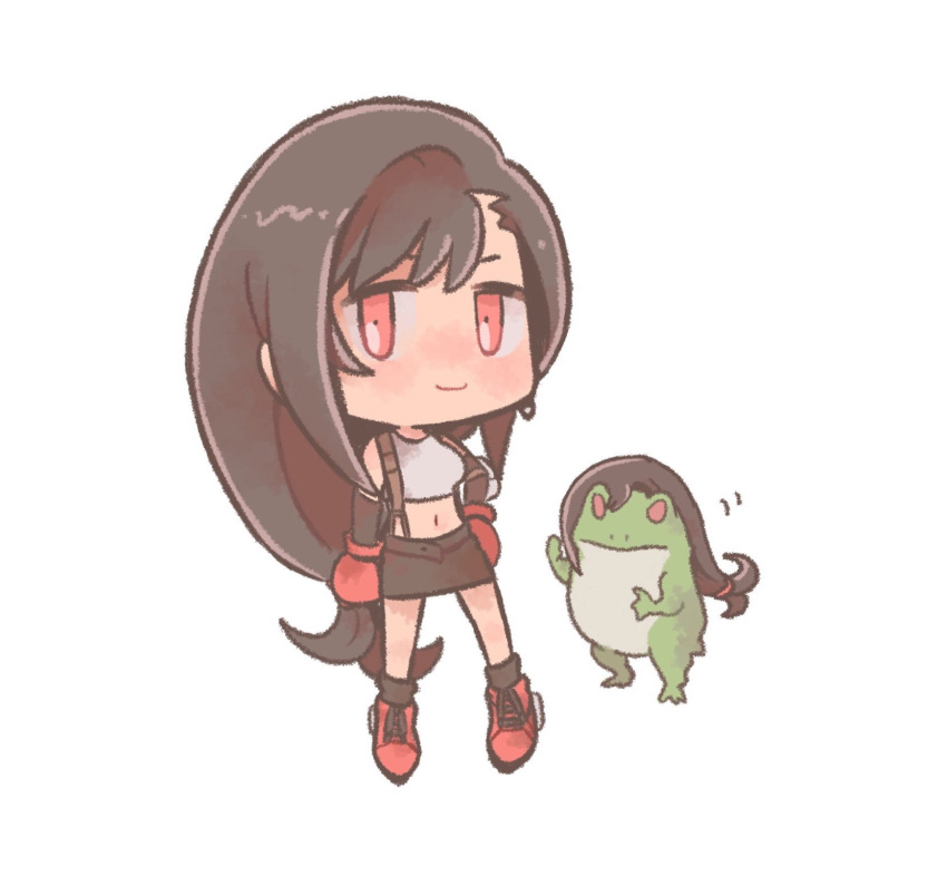 Safebooru - 1girl bare shoulders black hair black skirt boots chibi ...