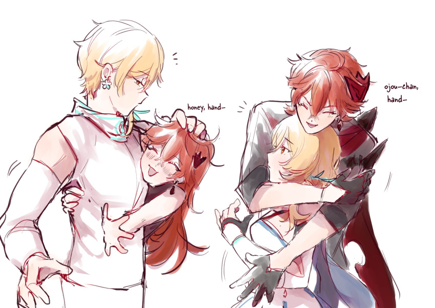 Safebooru - 1boy 1girl absurdres ahoge blonde hair earrings genderswap genderswap (ftm ...