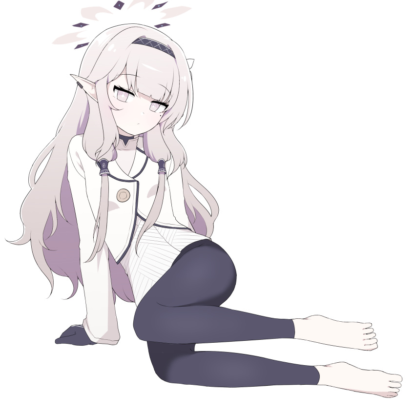 Safebooru - 1girl absurdres barefoot black gloves blue archive demon ears ear piercing gloves ...