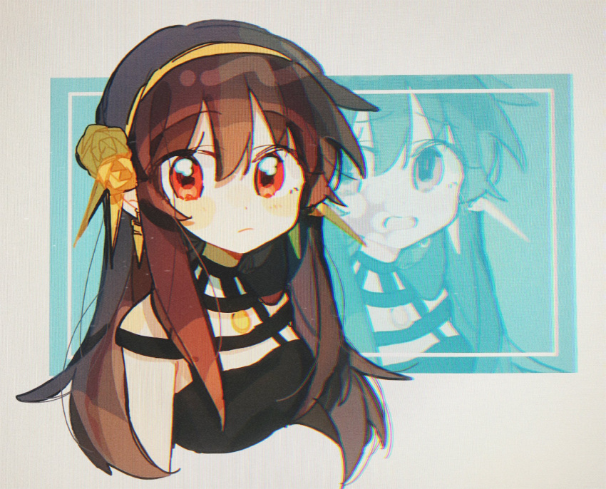 Safebooru - 1girl bangs bare shoulders black dress black hair blush closed mouth dress earrings ...