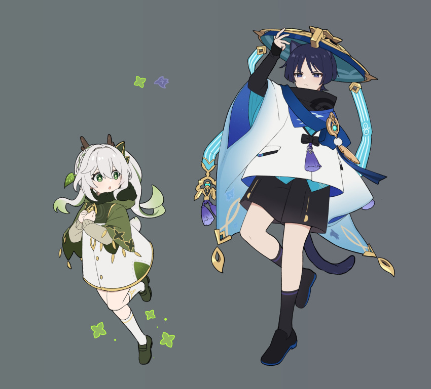 Safebooru - 1boy 1girl absurdres animal ears bangs black hair black scarf black shorts black ...