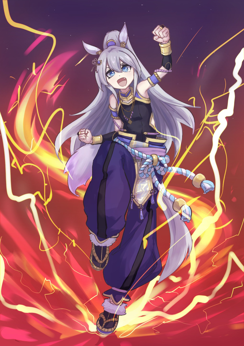 Safebooru - 1girl absurdres alternate costume animal ears arm up armband armpits blue eyes ...