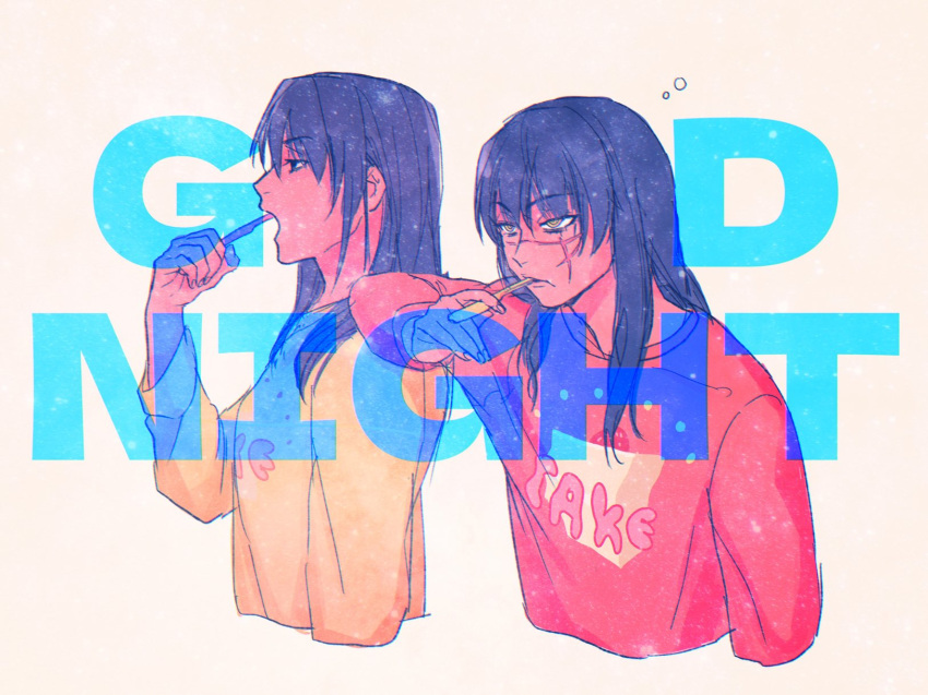 Safebooru - 2girls arm on shoulder black hair brushing teeth cake chainsaw man cross scar ...