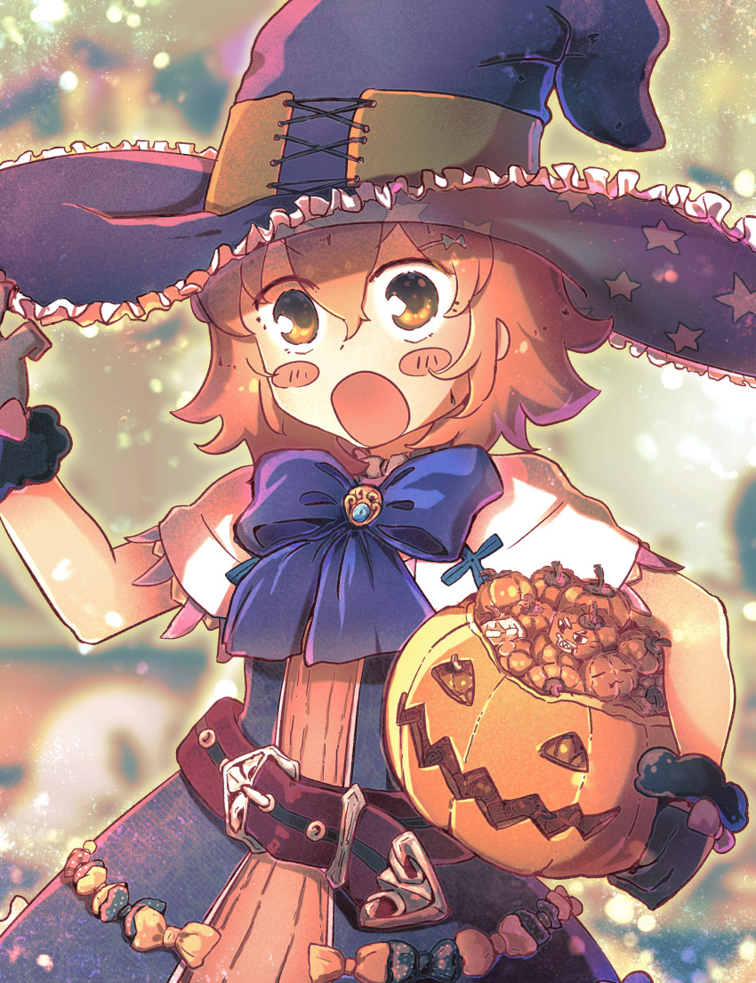 Safebooru - 1girl absurdres belt blue dress blue gloves blue ribbon blush bow brooch candy dress ...