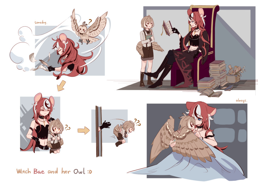 Safebooru - absurdres animal ears bird girl bird wings black footwear black hair blue eyes book ...