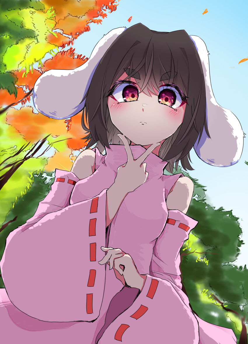 Safebooru - 1girl absurdres adapted costume animal ears bangs blue sky blush breasts brown hair ...