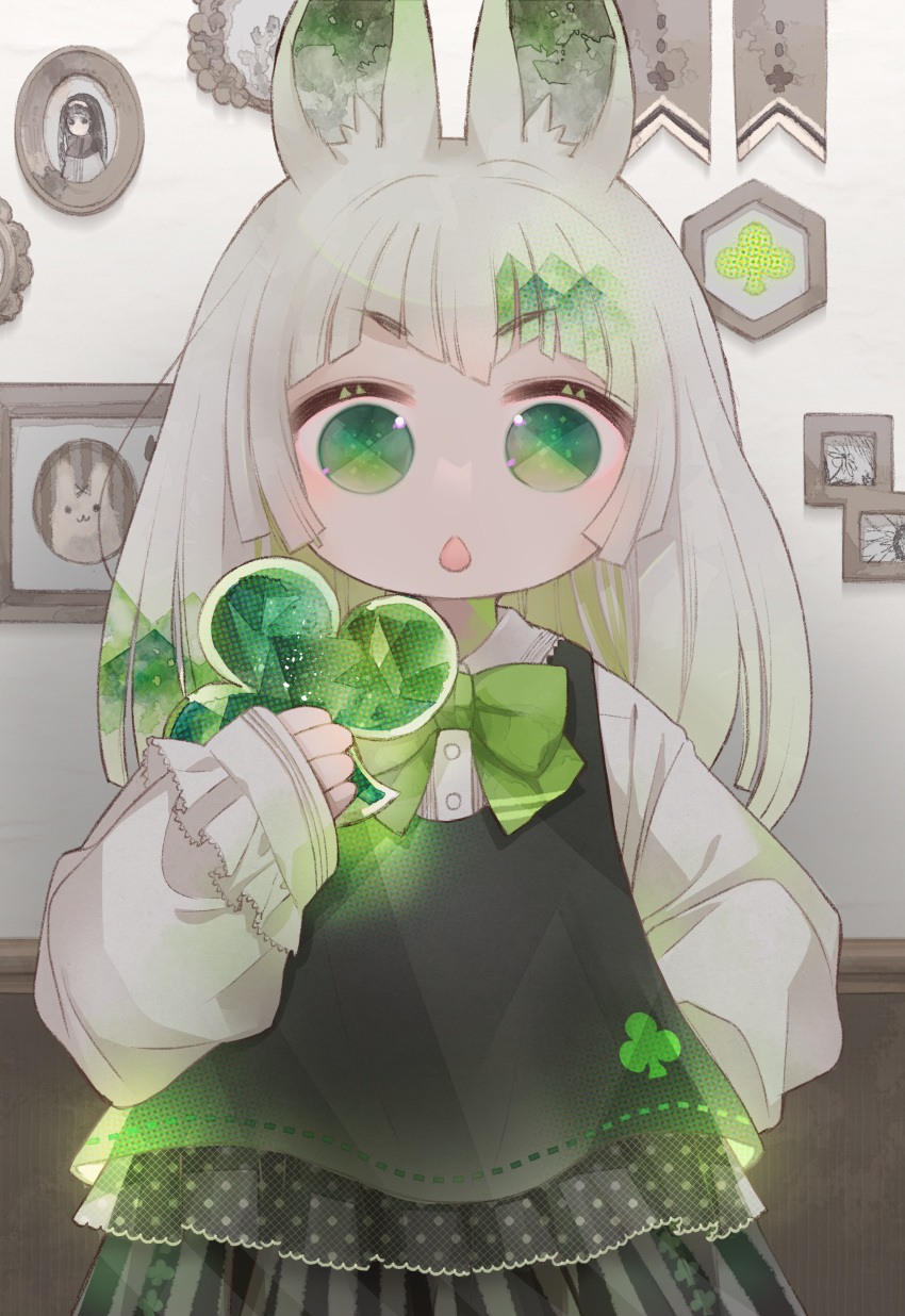 Safebooru - 1girl absurdres animal ears bangs binzoko paroma black dress bow bowtie club (shape ...