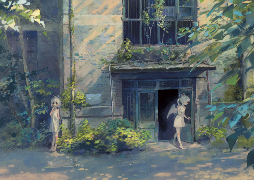 Safebooru 2girls Abandoned Absurdres Angel Angel Wings Bangs Bare 3569