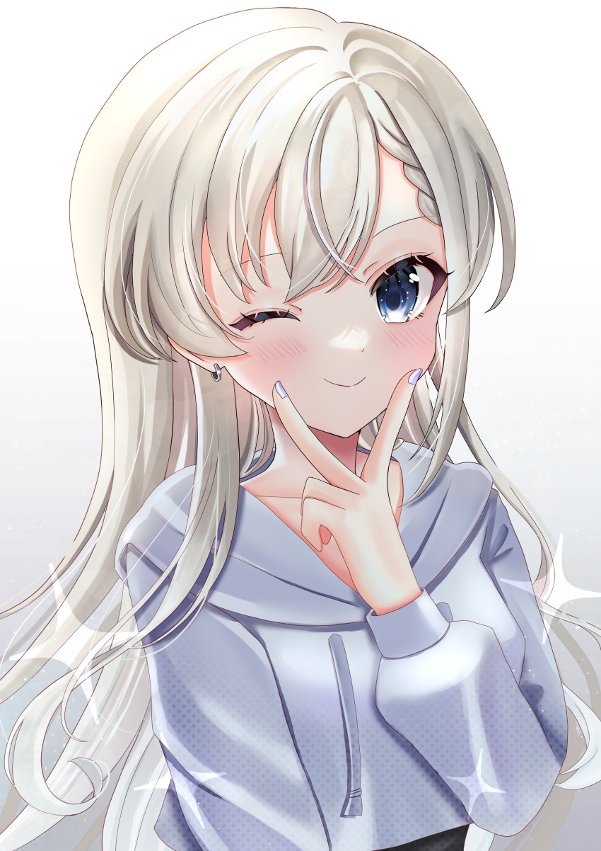 Safebooru - 1girl ;) absurdres animal ears asymmetrical bangs bangs blush braid braided bangs ...