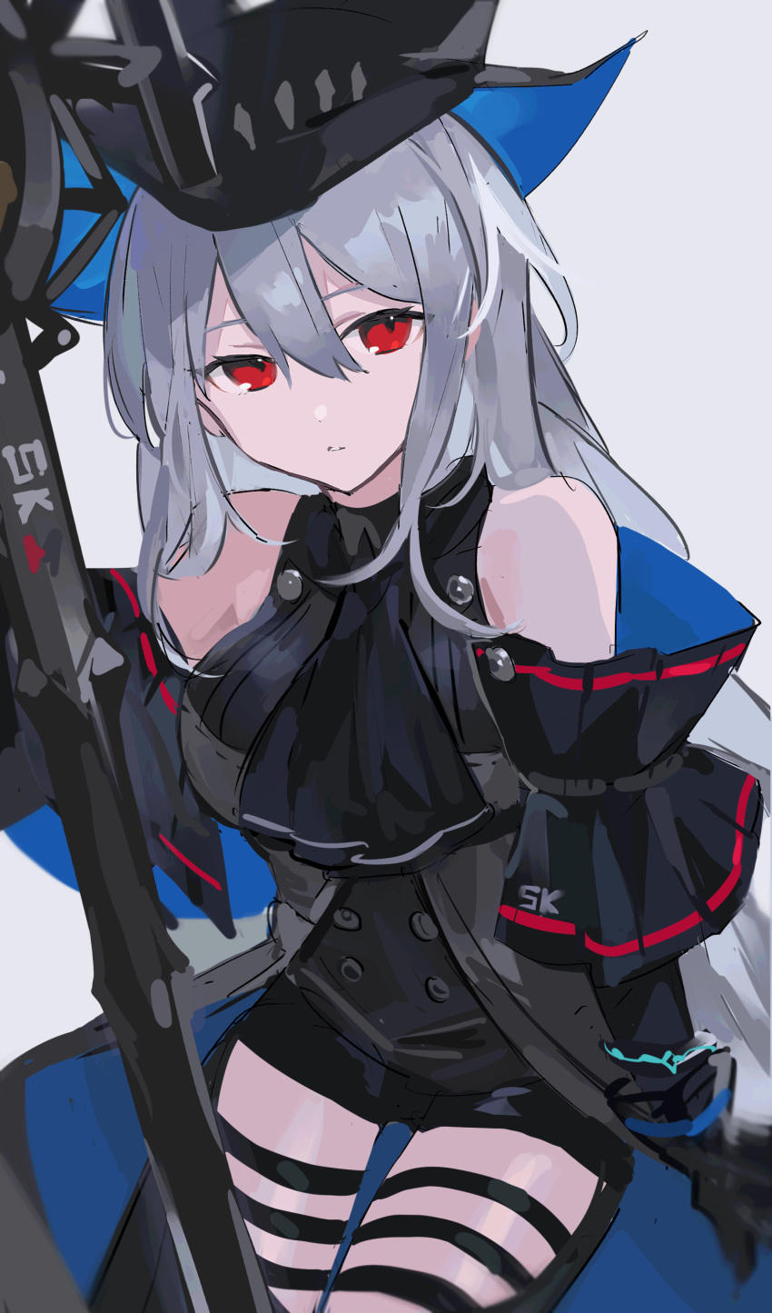 Safebooru - 1girl absurdres arknights bangs bare shoulders black coat black dress black gloves ...