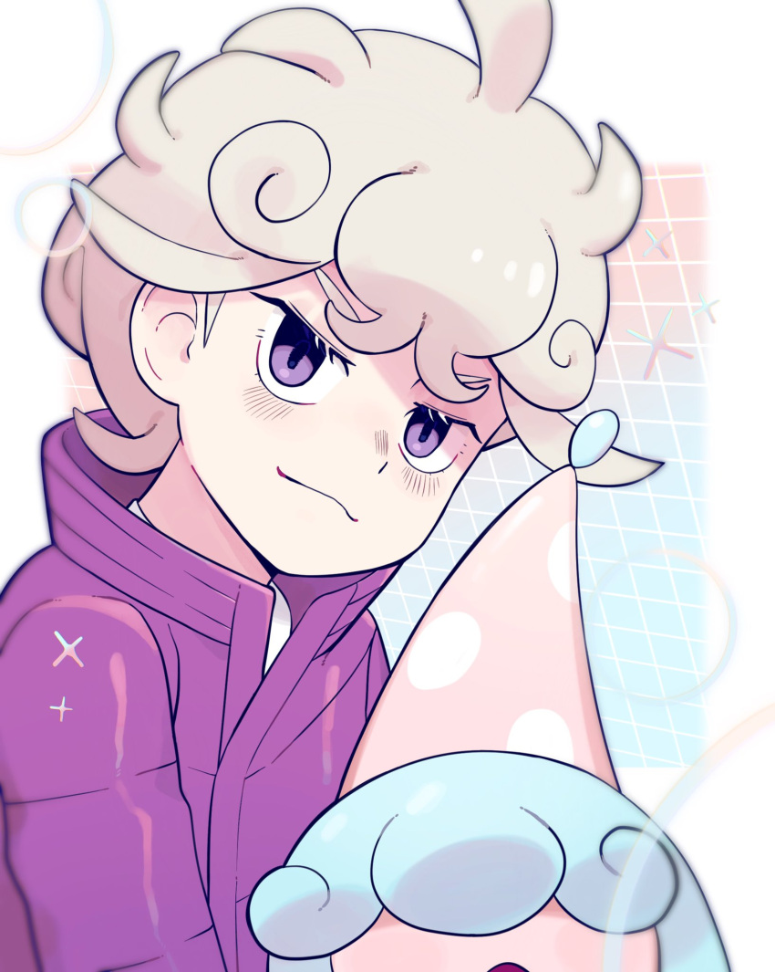 Safebooru - 1boy ahoge bangs bede (pokemon) blonde hair blurry ...