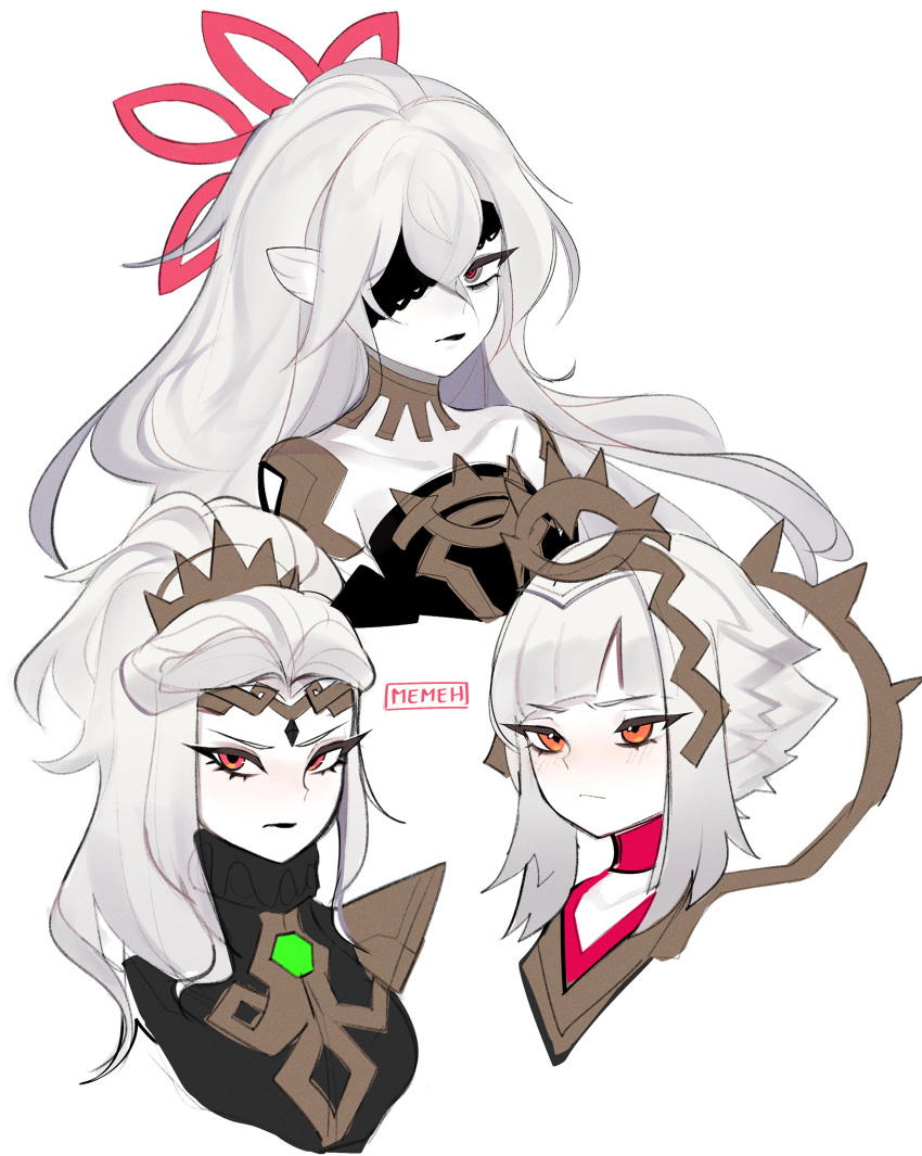 Safebooru - 3girls absurdres animal ears bat ears black lips choker ...