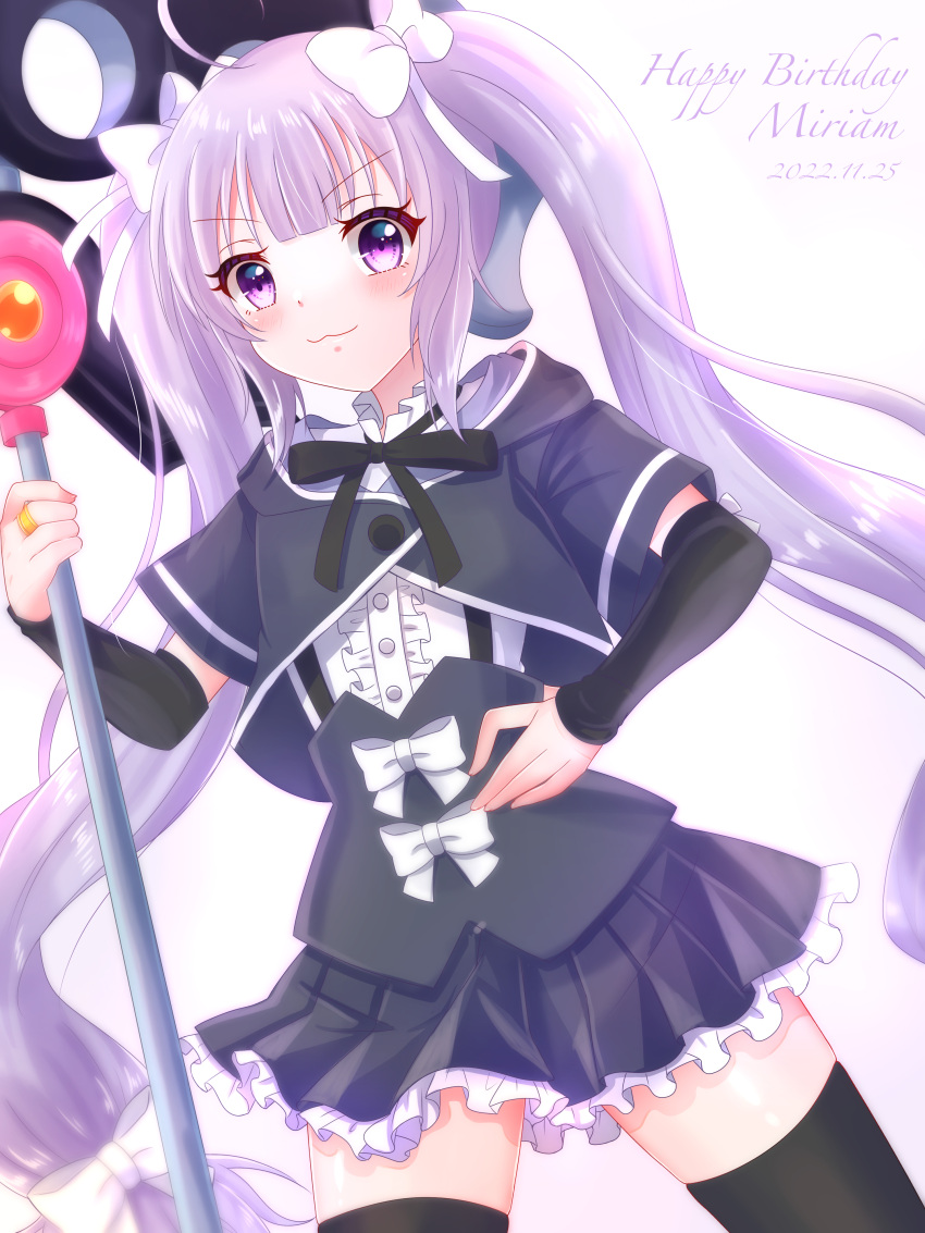 Safebooru - >:) 1girl :3 absurdres ahoge anjou seira assault lily bangs black thighhighs blunt ...