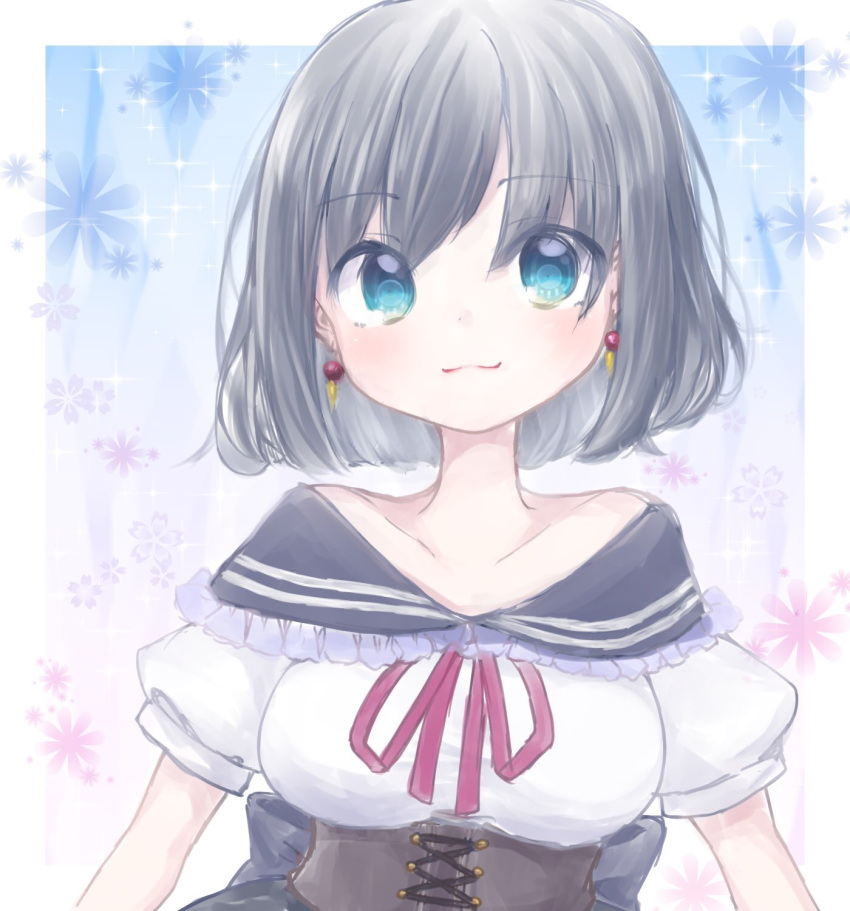 Safebooru - 1girl bangs black sailor collar black skirt blue eyes breasts closed mouth ...