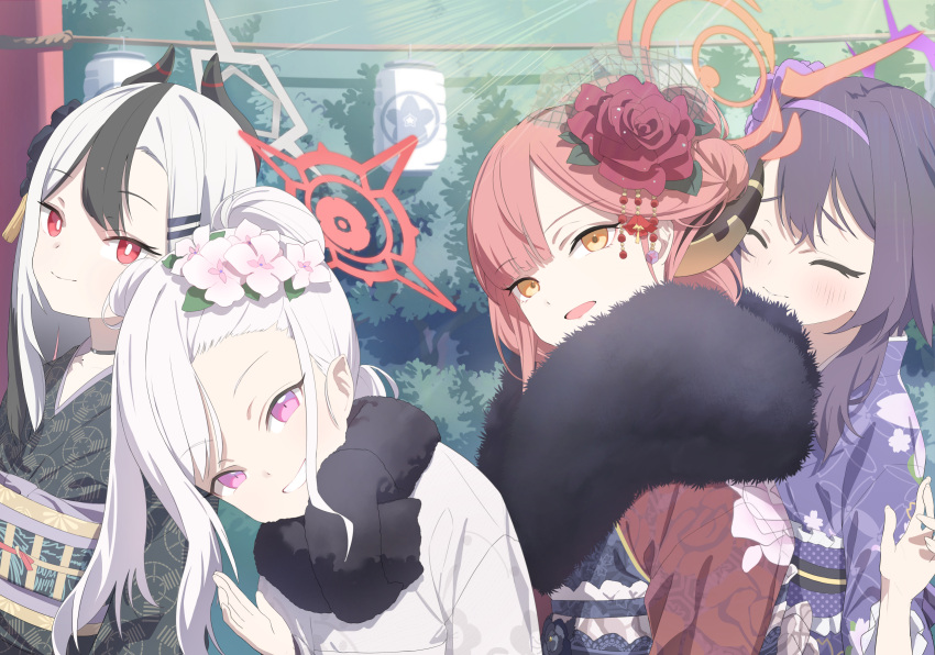 Safebooru - 4girls applepie (12711019) aru (blue archive) aru (new year) (blue archive) black ...