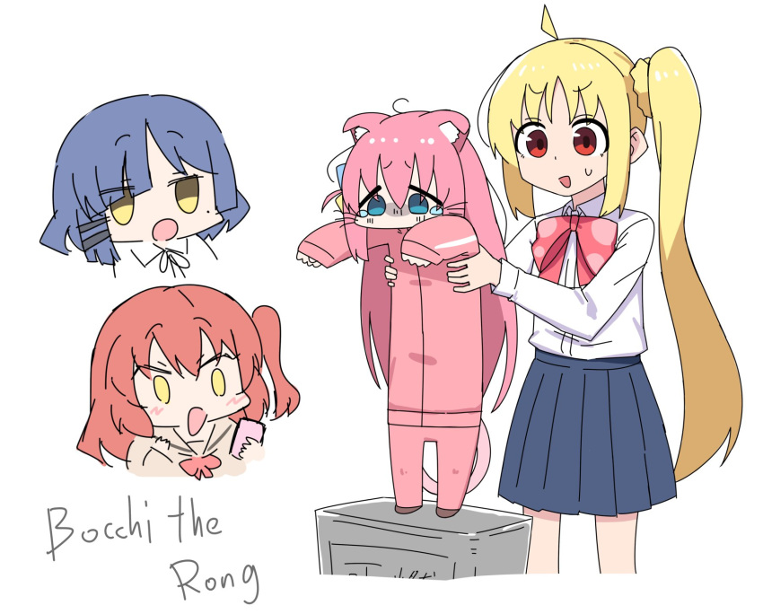 Safebooru - 4girls animal animal ears bangs blonde hair blue eyes blue hair blue skirt bocchi ...