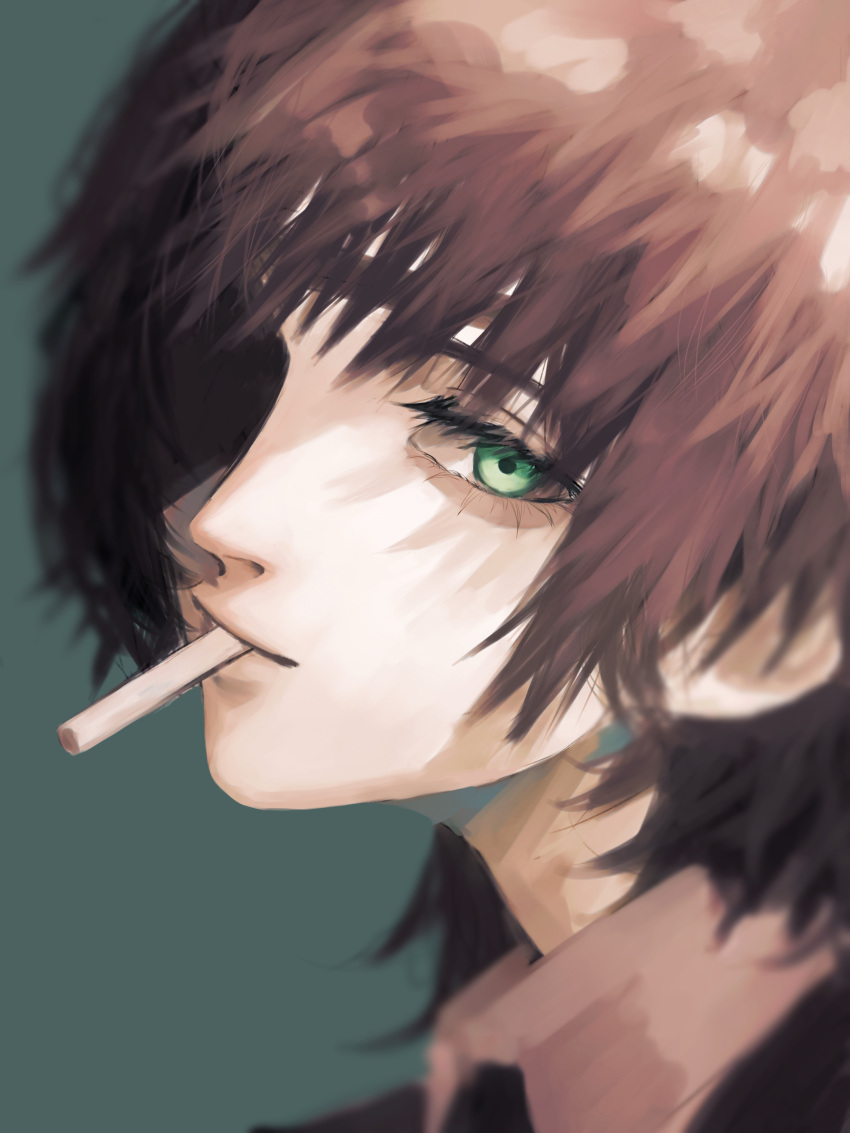 Safebooru - 1girl absurdres bangs black hair black necktie bonjindaaa chainsaw man cigarette ...