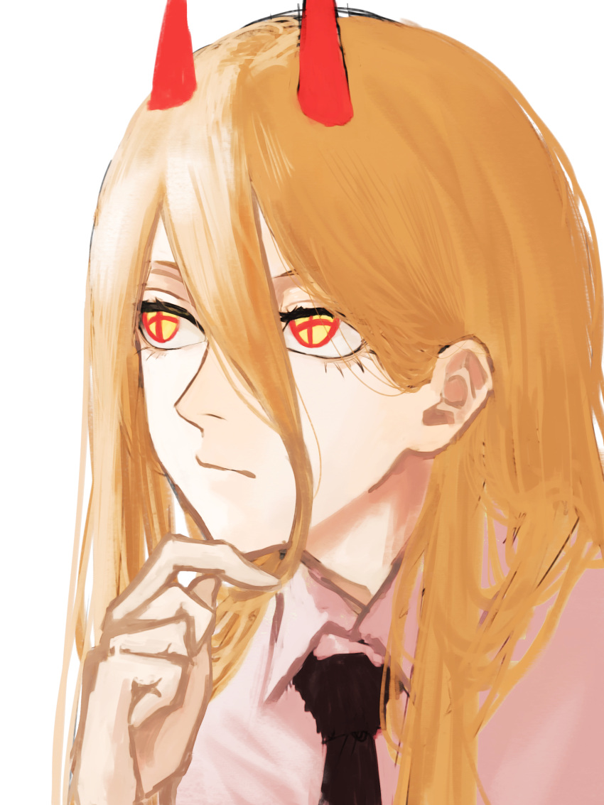 Safebooru - 1girl absurdres bangs black necktie blonde hair bonjindaaa chainsaw man collared ...