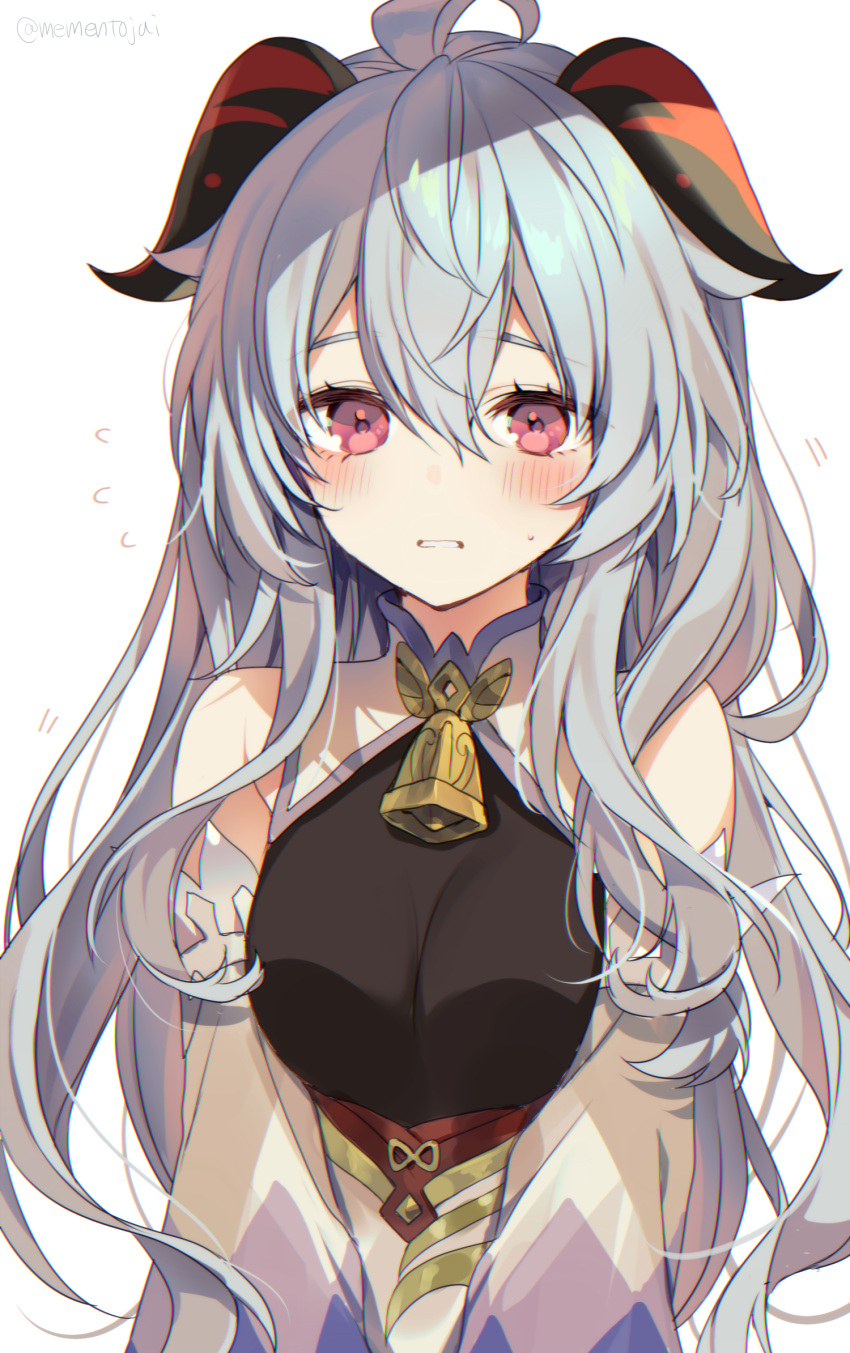 Safebooru - 1girl ahoge alternate hair length alternate hairstyle bangs bare shoulders bell blue ...