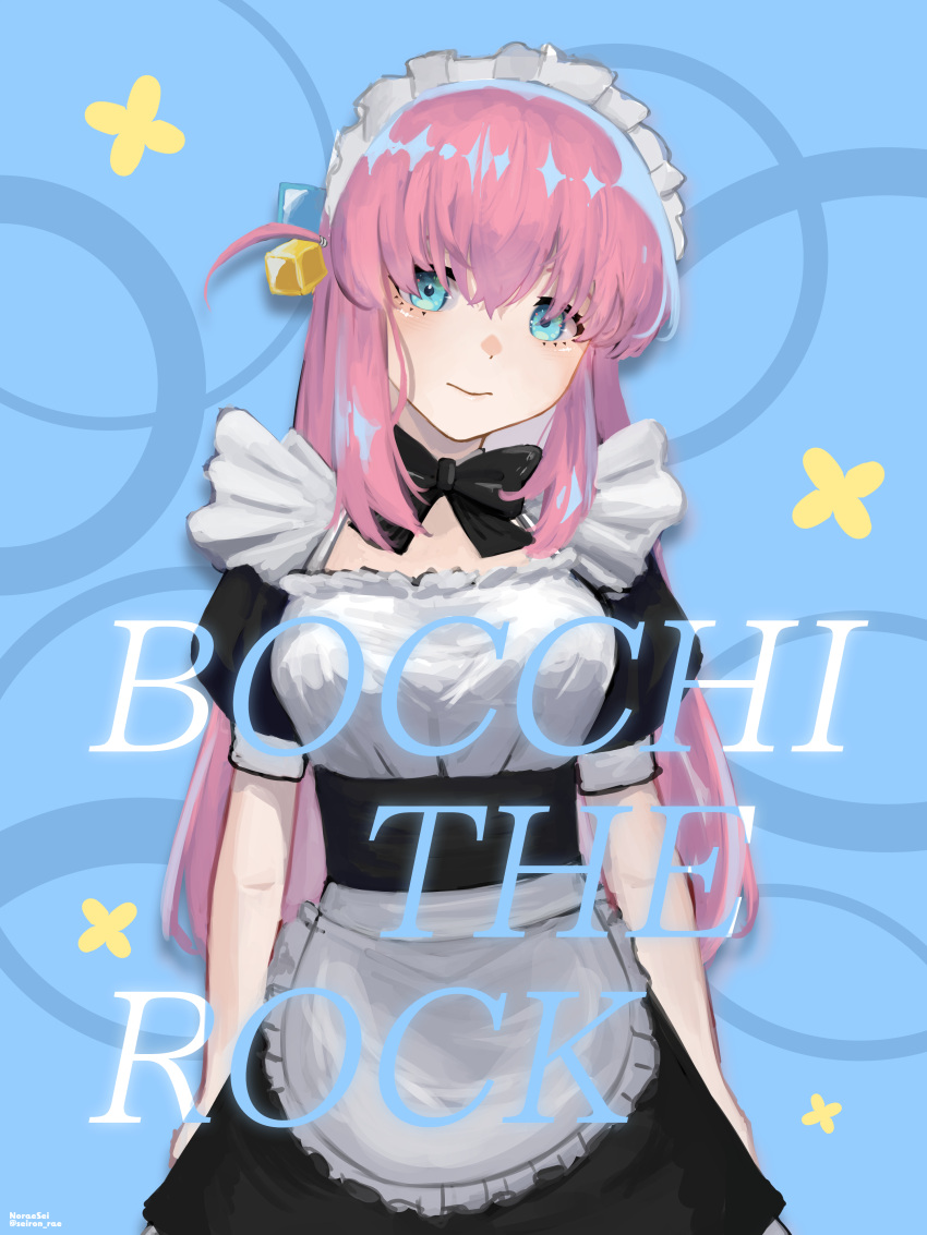 Safebooru - 1girl absurdres alternate costume apron bangs black bow black dress blue eyes bocchi ...