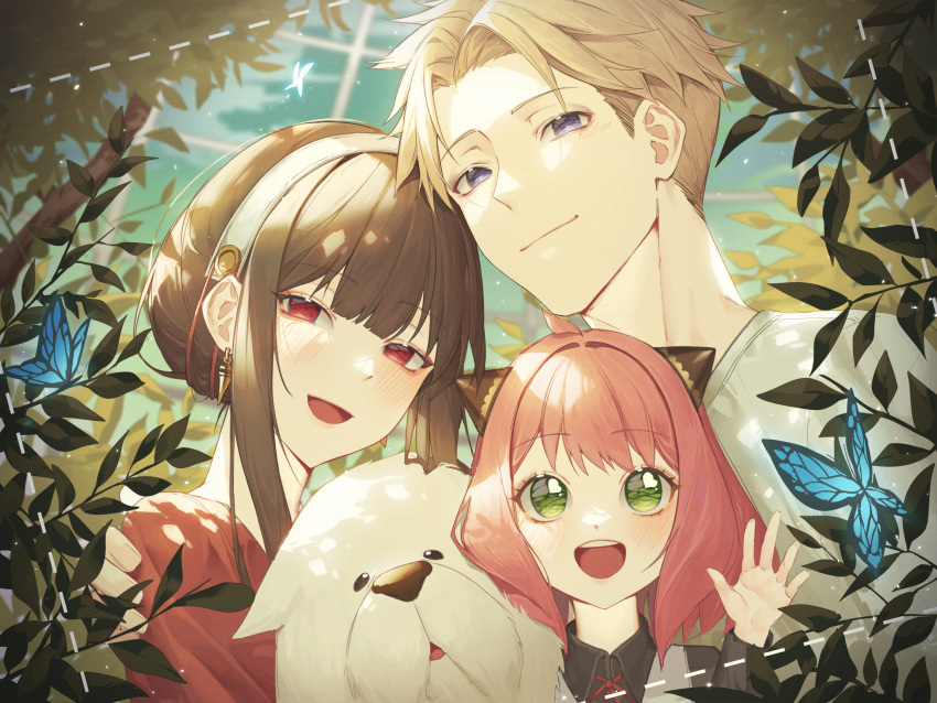 Safebooru - 1boy 2girls :d anya (spy x family) black shirt blonde hair ...