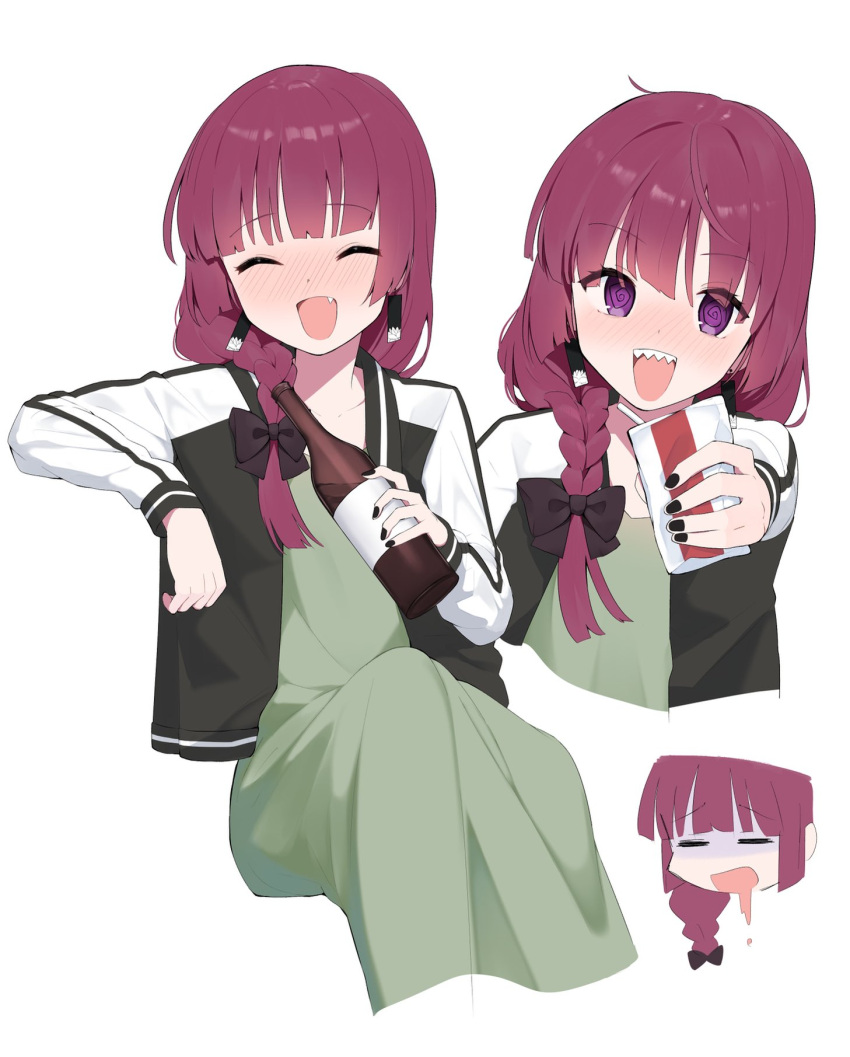 Safebooru - 1girl @ @ alcohol bangs beko (beco 1122) black nails blush ...