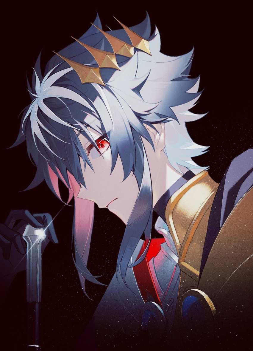 Safebooru - 1boy black background black gloves black hair charlemagne ...