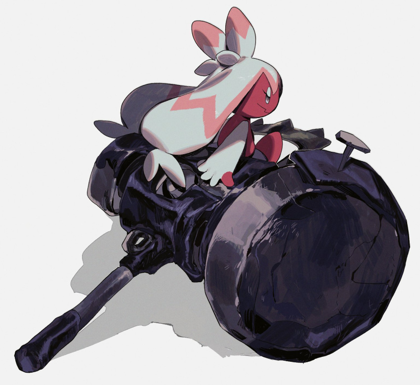Safebooru - arm support closed mouth from side grey eyes hammer higa423 ...