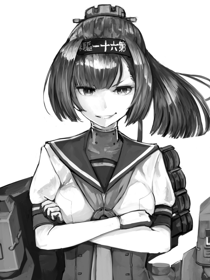Safebooru - 1girl akizuki (kancolle) chou-10cm-hou-chan clothes writing crossed arms gloves ...