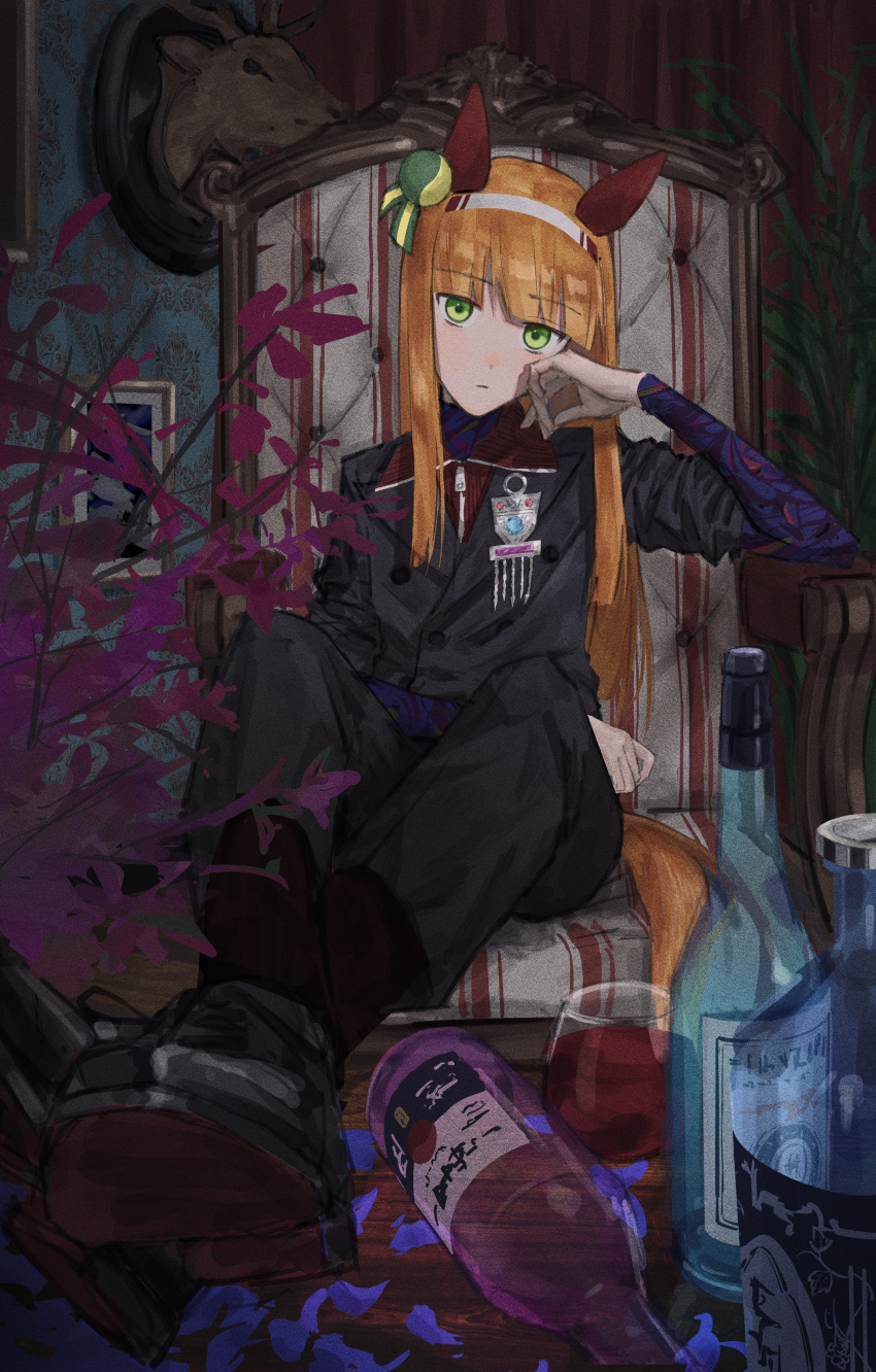 Safebooru - 1girl absurdres alternate costume animal ears armchair bangs bikini black footwear ...