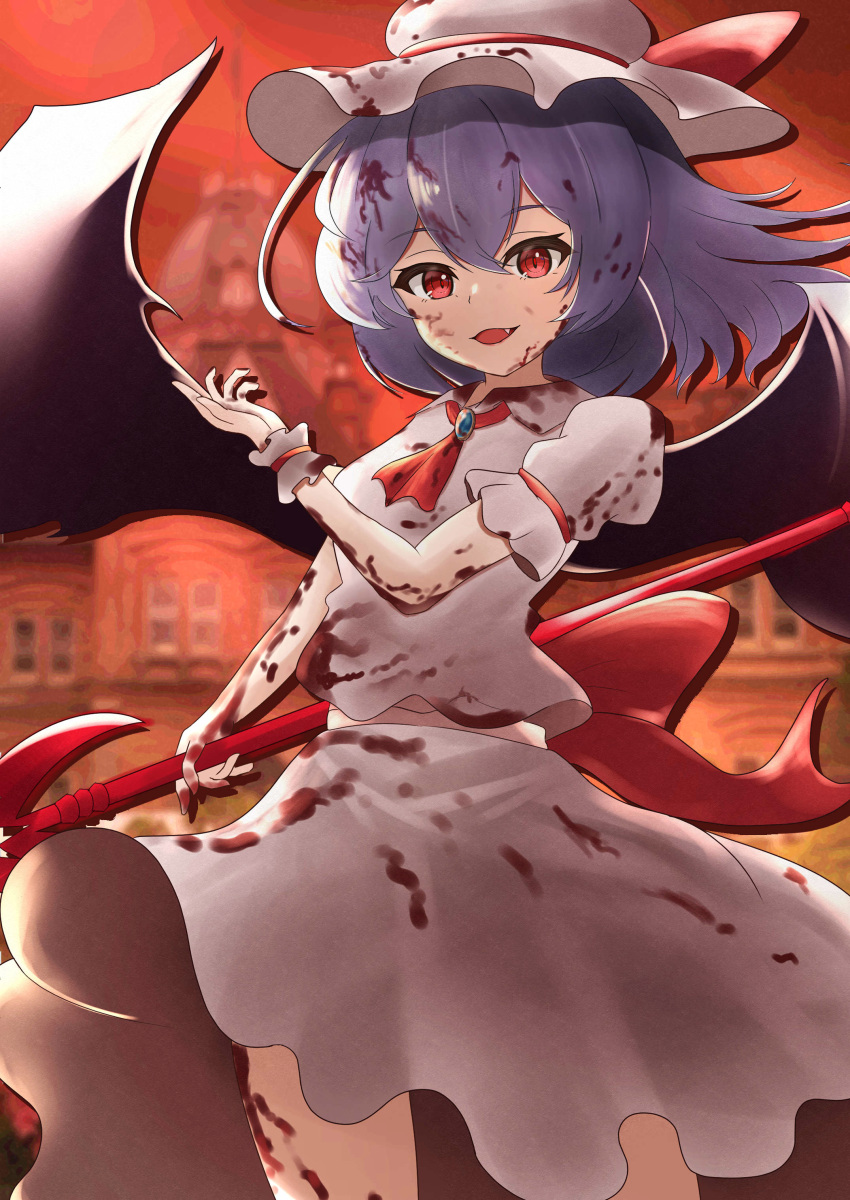 Safebooru - 1girl absurdres ascot black wings blood blood in hair blood on arm blood on clothes ...