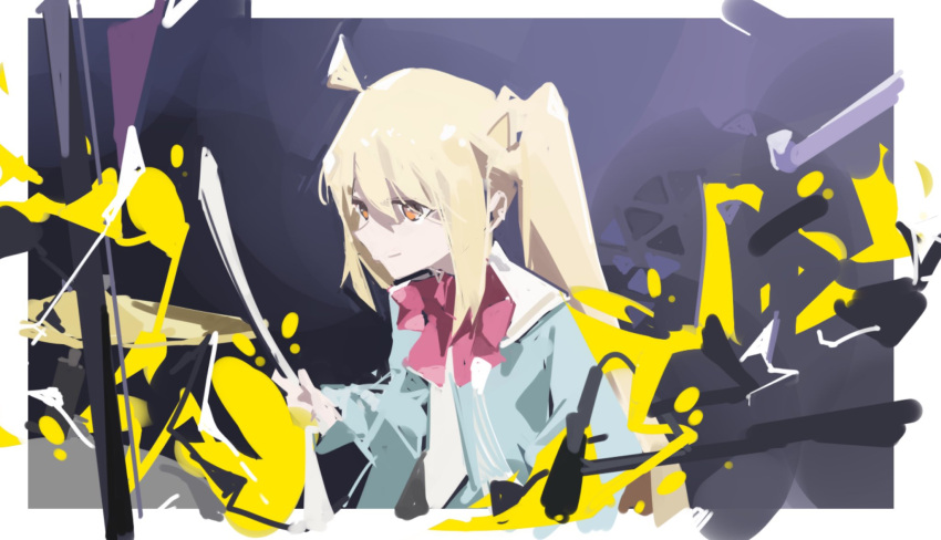 Safebooru - 1girl ahoge bangs blonde hair bocchi the rock! bow brown eyes collared shirt green ...