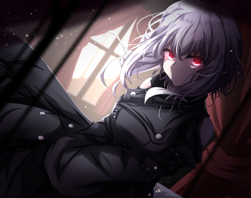 Safebooru - 1girl absurdres backlighting bangs black dress blurry blurry background blurry ...